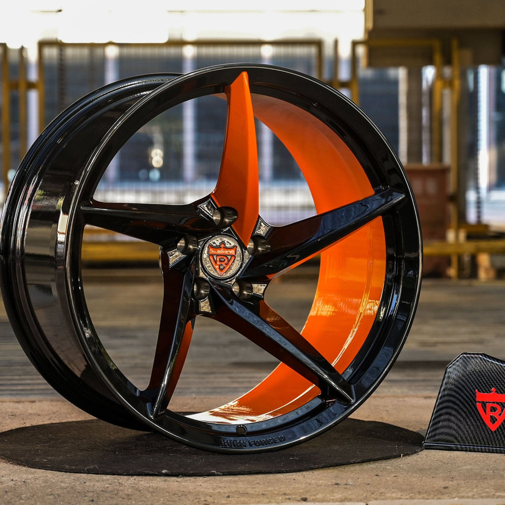 dodge challenger custom wheels | RV-MC35 Black & Orange – RVRN WHEELS