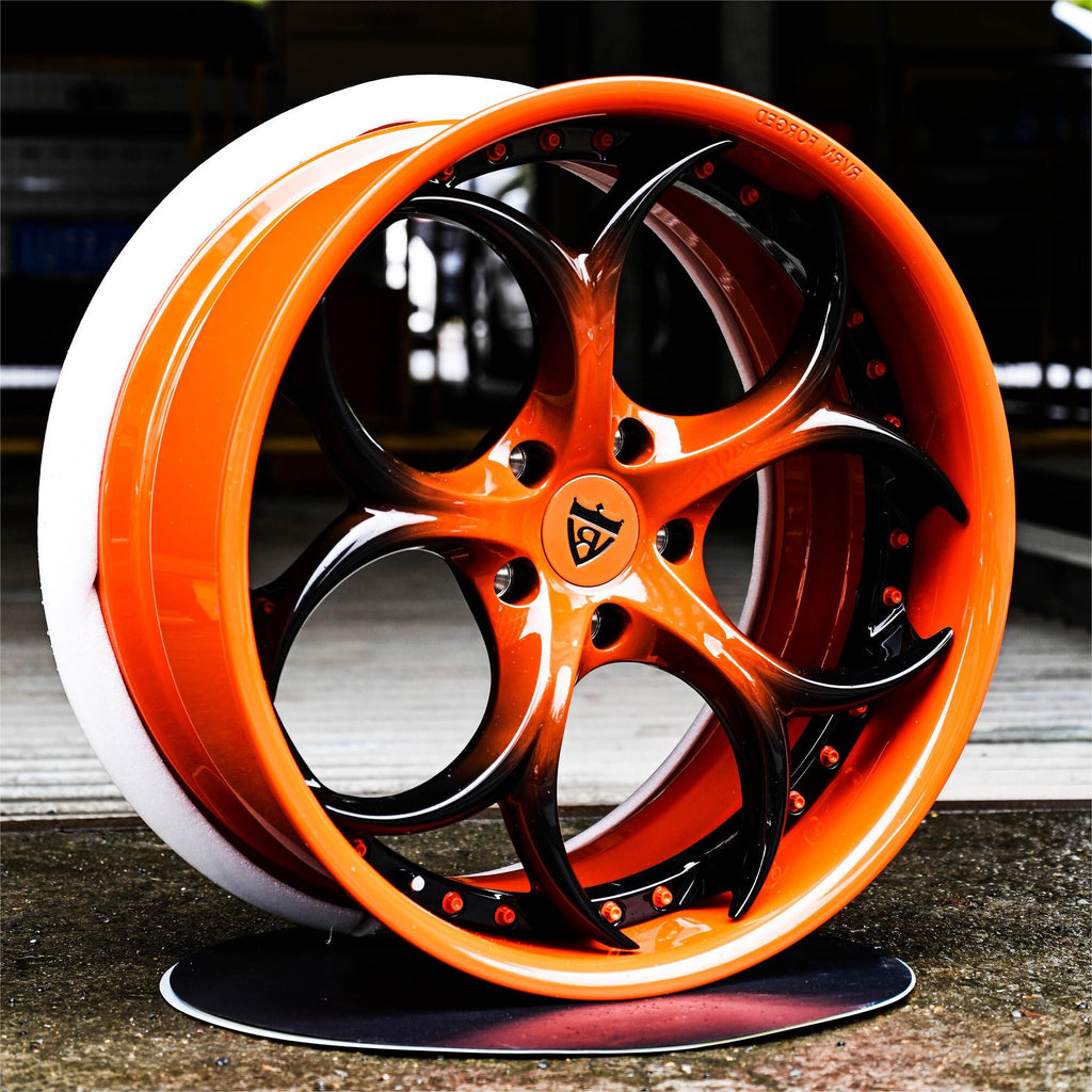 c8 corvette custom wheels: orange black fully forged DS016 rims