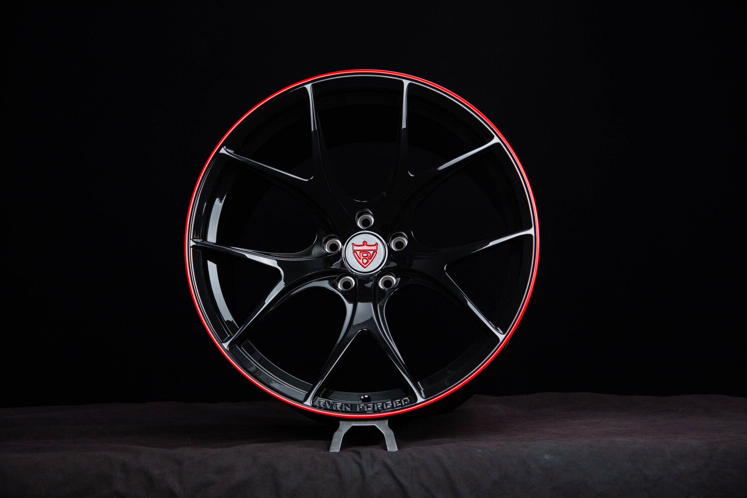 Corvette C8 Rims: Custom RV-MR05 Gloss Black & Red Wheels – RVRN WHEELS
