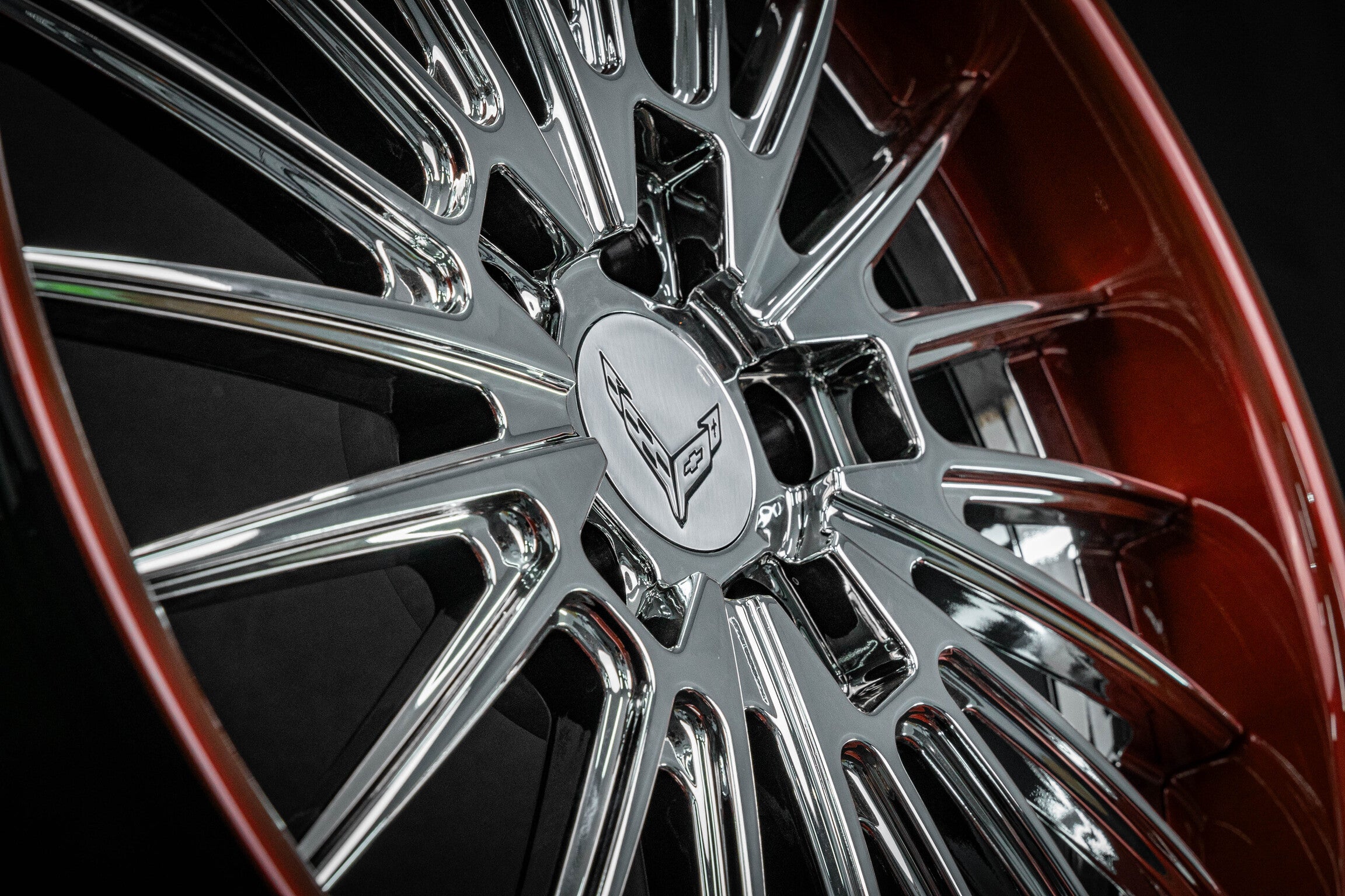 Corvette C8 Stingray Z51 Custom Forged 2-piece Wheels:Black & Red ...