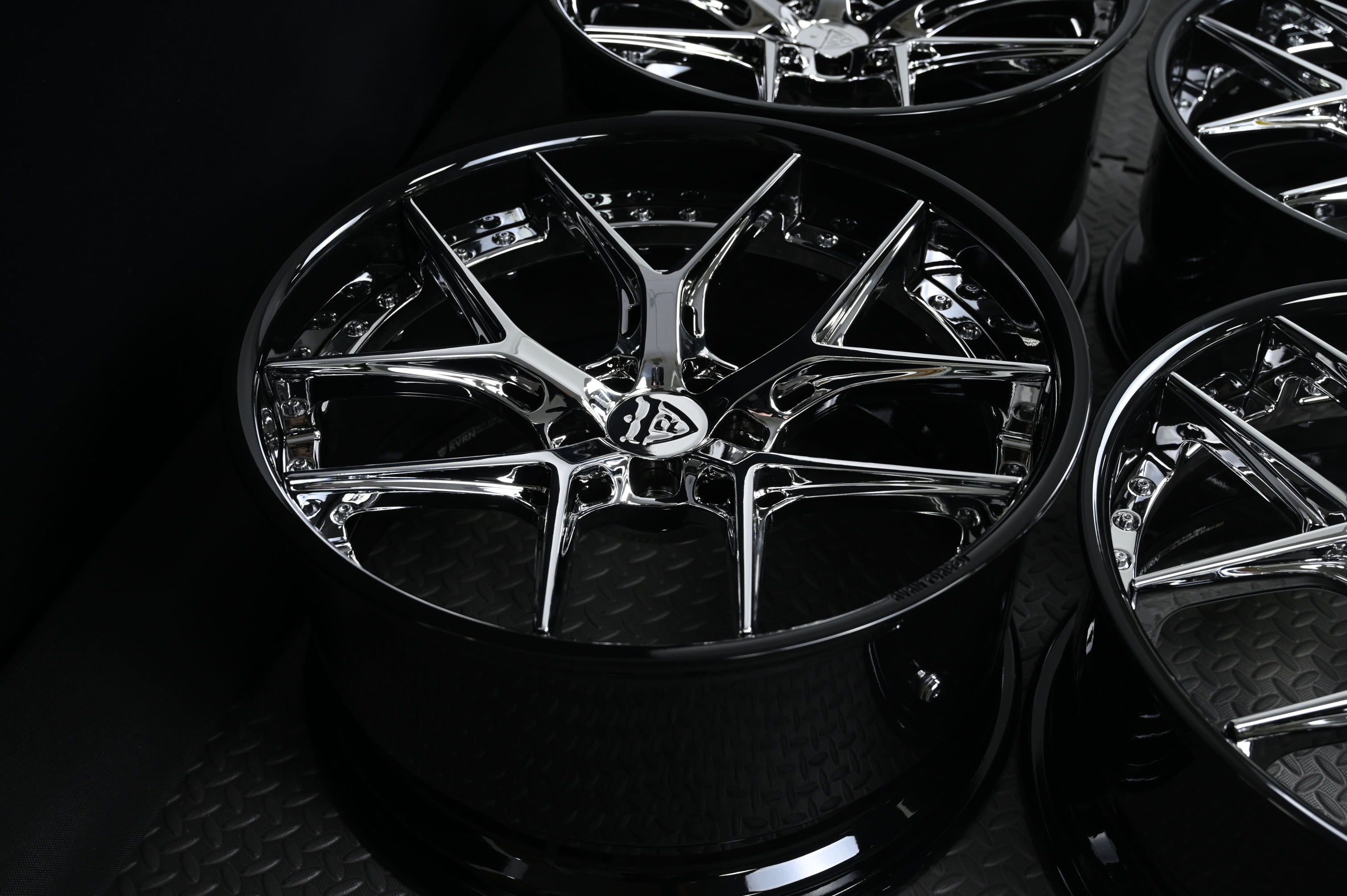 Custom Wheels for Jaguar F-Type: Chrome Black Forged Rims RV-DR08