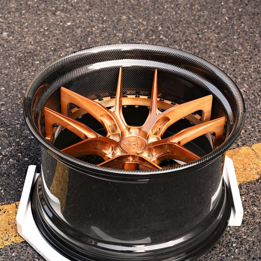 CUSTOM 2 PIECE FORGED ORANGE WHEELS: RV-DS016-RVRN FORGED