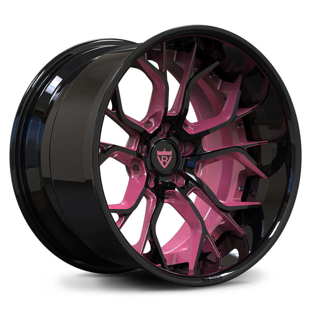 RV-DR16 Pink & Black Deep Dish Wheels for Dodge | Custom 2-Piece Forged ...