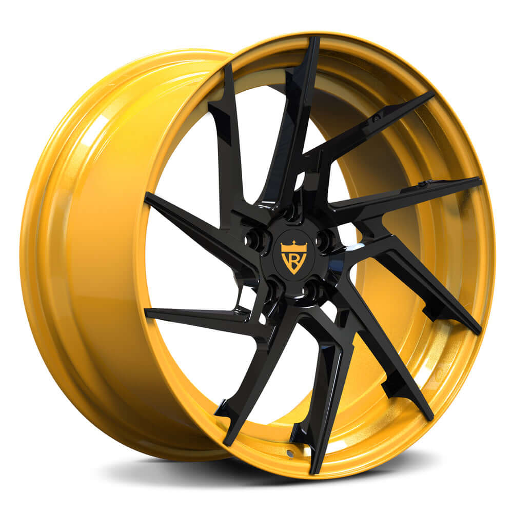 Custom Yellow and Black Wheels: RV-MF041 Forged Monoblock – RVRN WHEELS