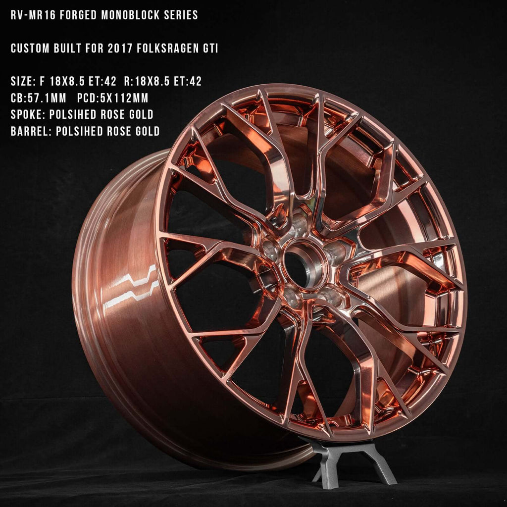 Custom Forged Rose Gold 1-Piece Wheels: RV-MR16 Series