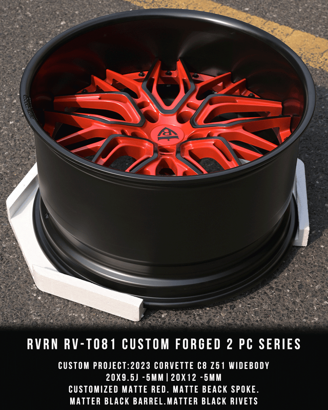 CUSTOM DEEP DISH 2-PIECE FORGED RED WHEELS: RV-T081