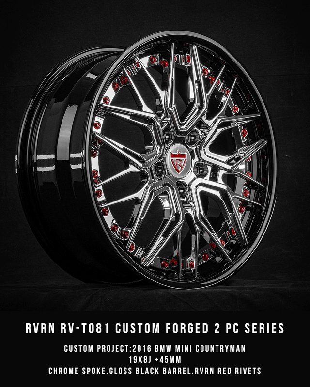 CUSTOM DEEP DISH 2-PIECE FORGED RED WHEELS: RV-T081