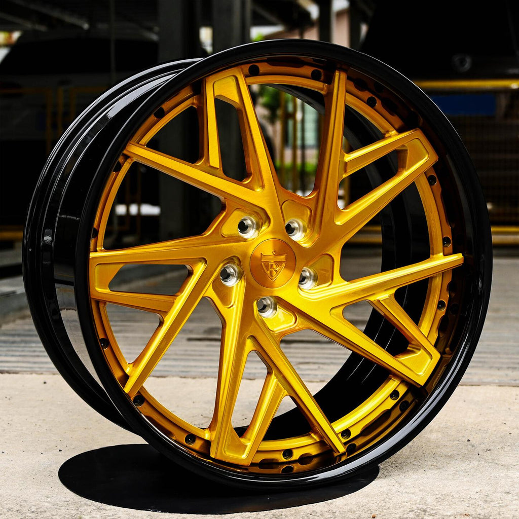 Cadillac CTS-V Custom Forged Wheels-Custom Per Order-Gold Black Rims