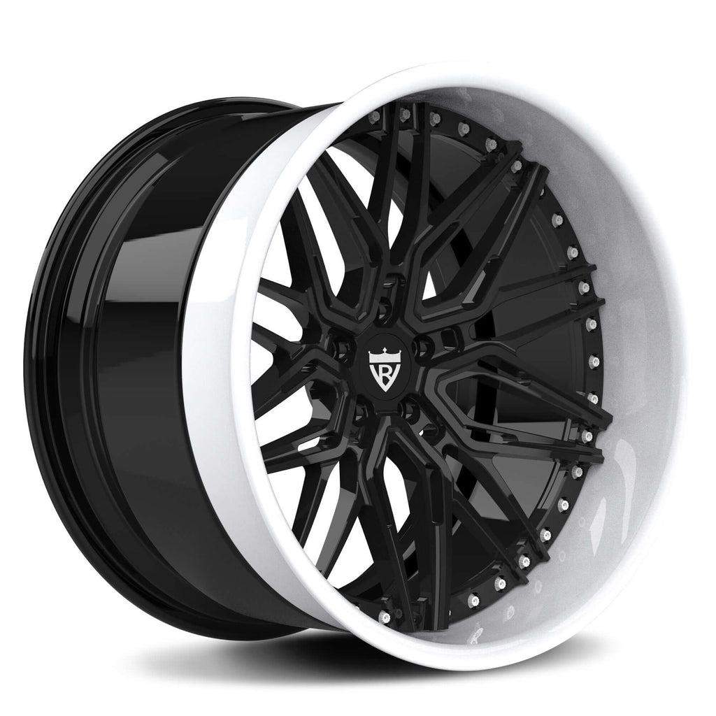 CUSTOM POLISH DEEP DISH FORGED 2-PIECE BLACK WHEELS: RV-T081