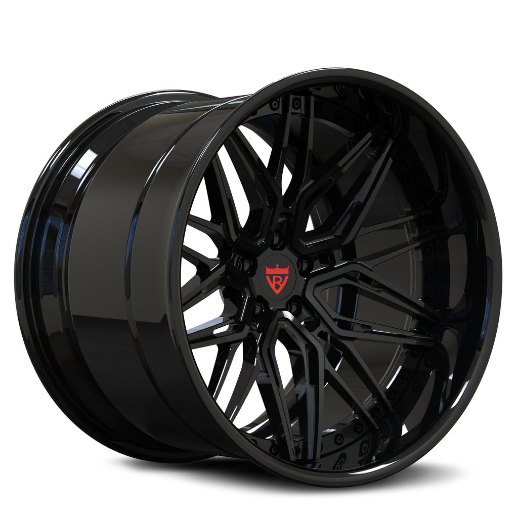 DEEP DISH 3-PIIECE FULLY FORGED WHEELS: RV-T081 BLACK RIMS