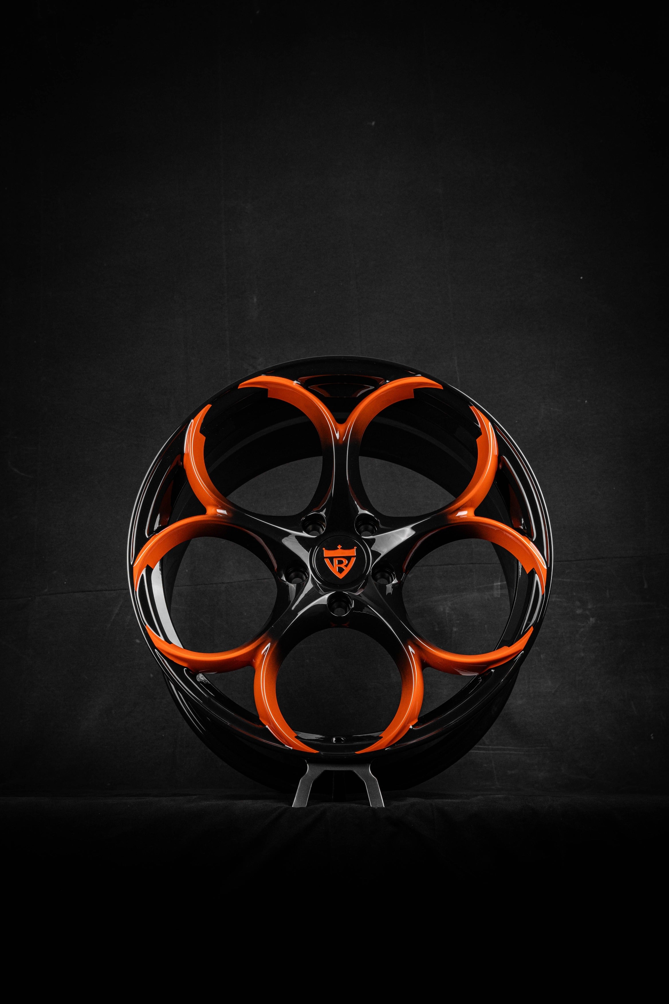 Corvette C8 Custom Forged Orange & Black Wheels: RV-MS016