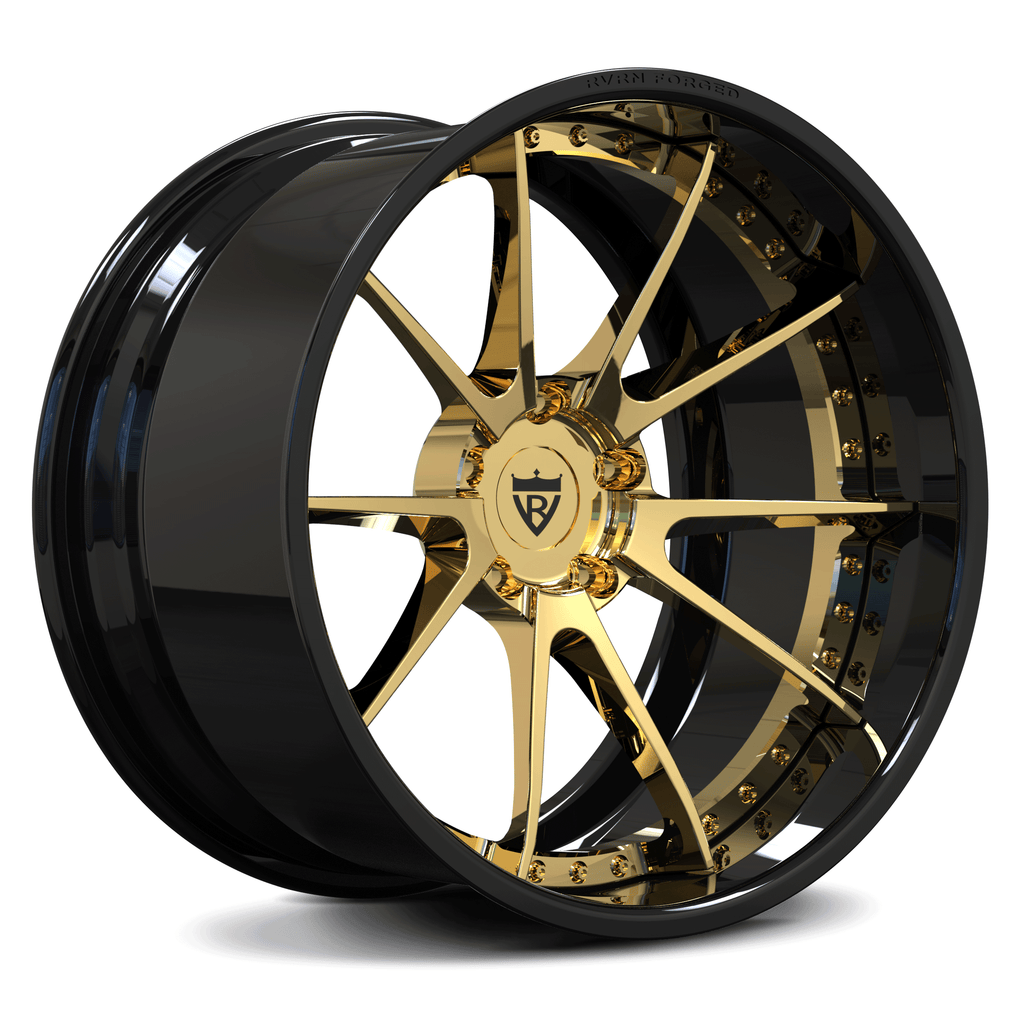Gold & Black 10-Spoke Deep Dish 2-Piece Wheels｜RVRN Forged