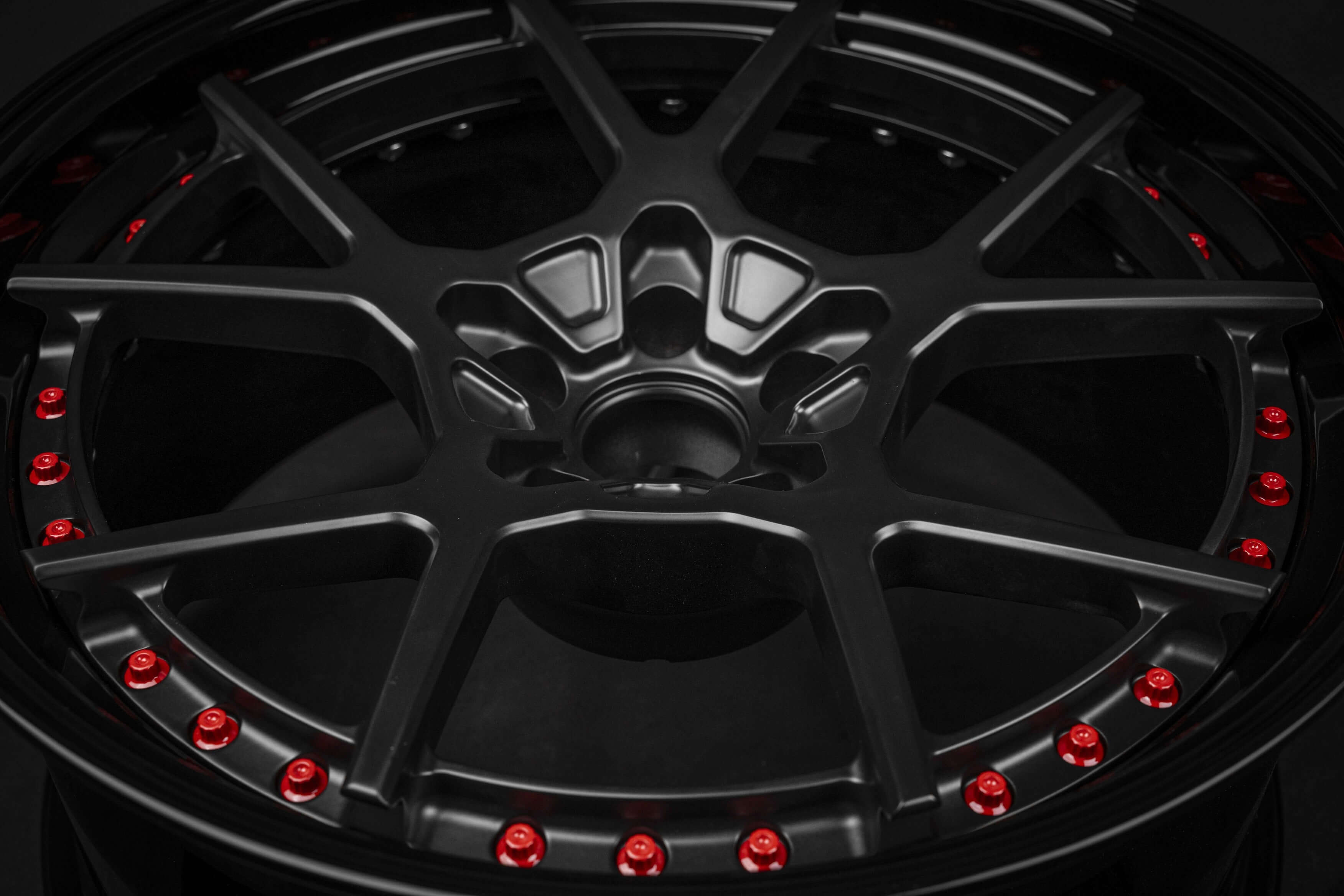 Ford Mustang GT Custom Concave Black and Red Wheels: RV-DF04
