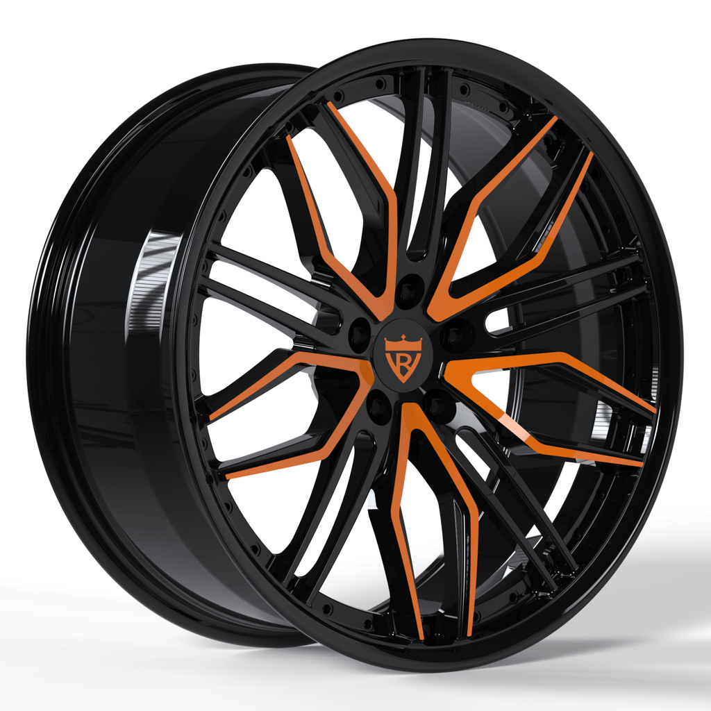CUSTOM ONE PIECE FORGED BLACK&RED WHEELS: RV-MQ72