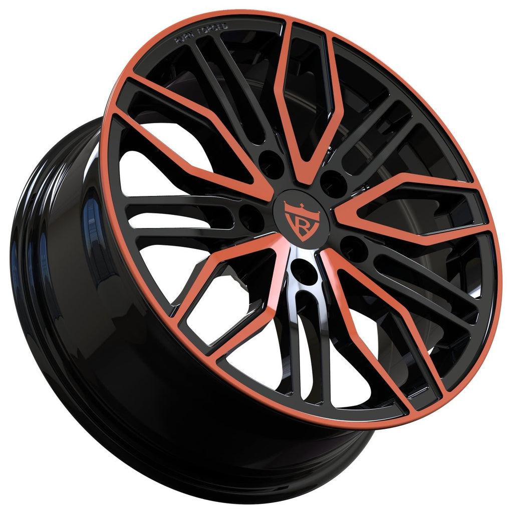 CUSTOM ONE PIECE FORGED BLACK&RED WHEELS: RV-MQ72