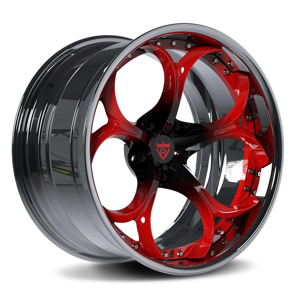 CUSTOM 2 PIECE FORGED ORANGE WHEELS: RV-DS016-RVRN FORGED