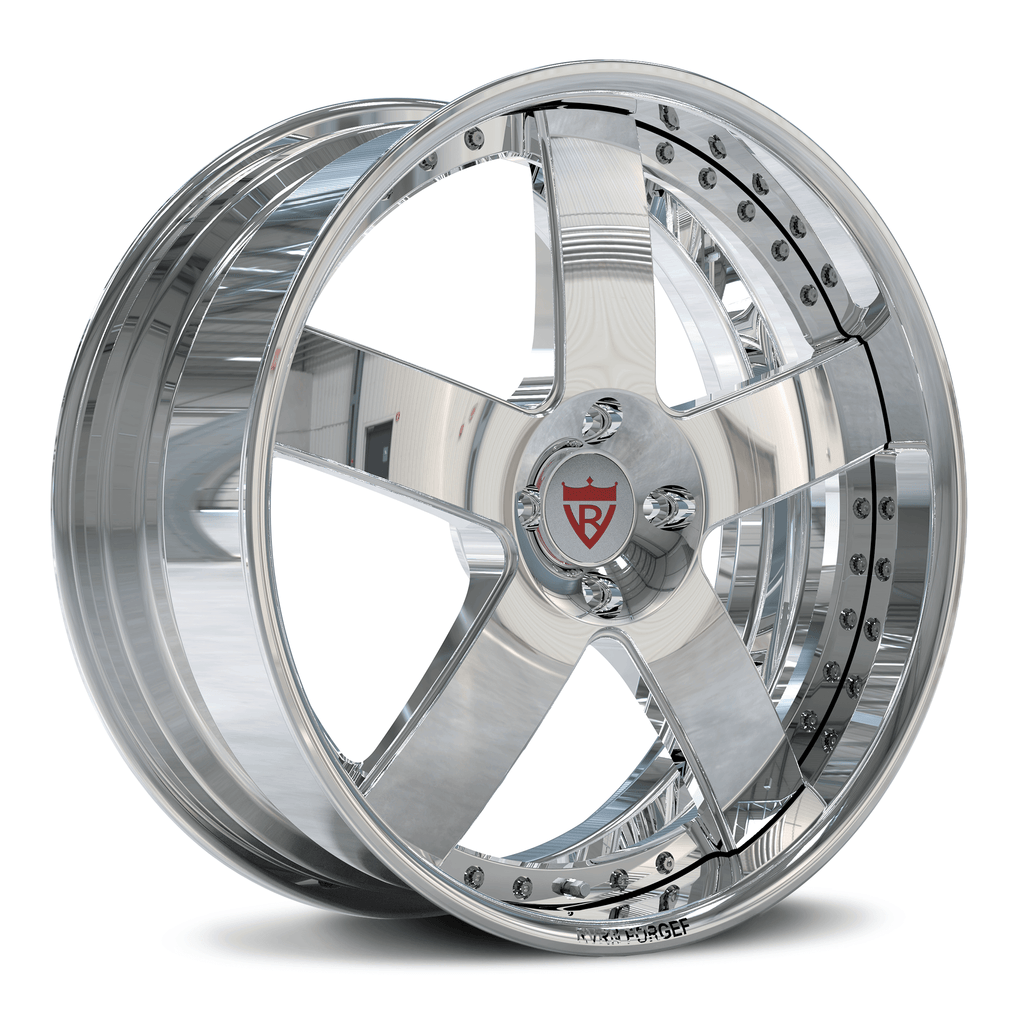 Custom 2pc Forged 5 Spoke Chrome Deep Lip Wheels: RV-DF93