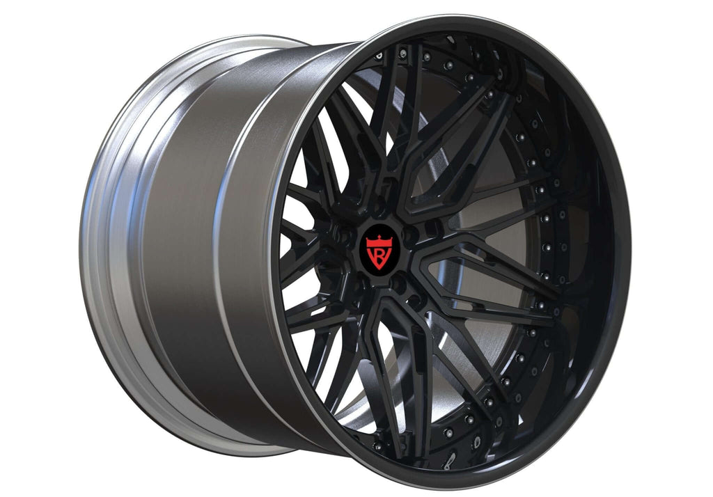 DEEP DISH 3-PIIECE FULLY FORGED WHEELS: RV-T081 BLACK RIMS