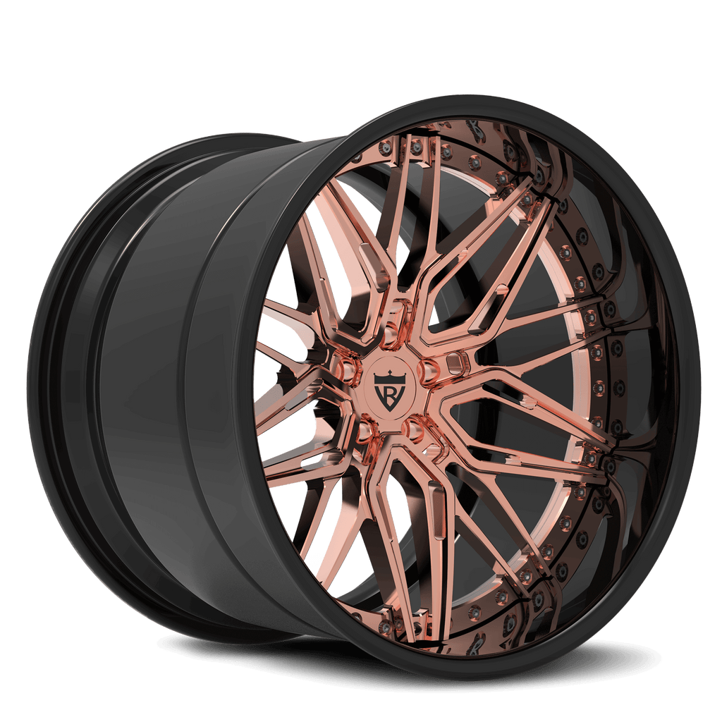 DEEP DISH 3-PIECE FORGED WHEELS RV-T081: ROSE GOLD RIMS