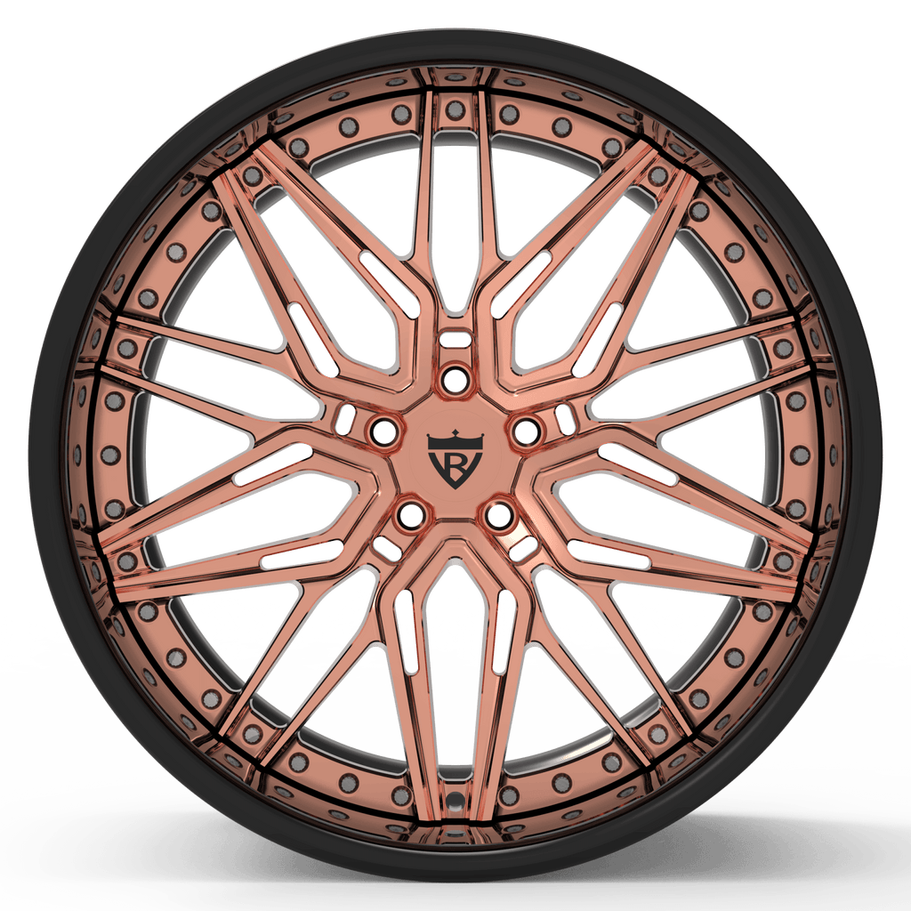 DEEP DISH 3-PIECE FORGED WHEELS RV-T081: ROSE GOLD RIMS