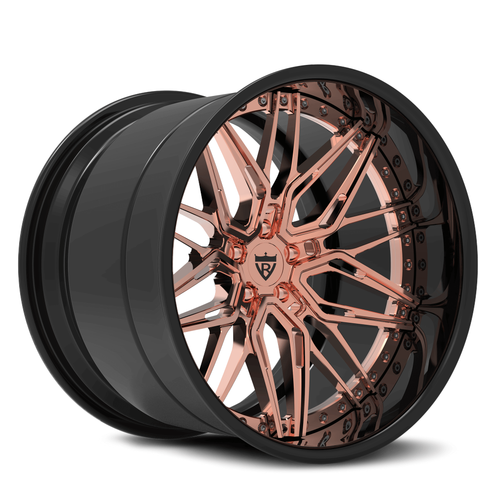 DEEP DISH 3-PIECE FORGED WHEELS RV-T081: ROSE GOLD RIMS