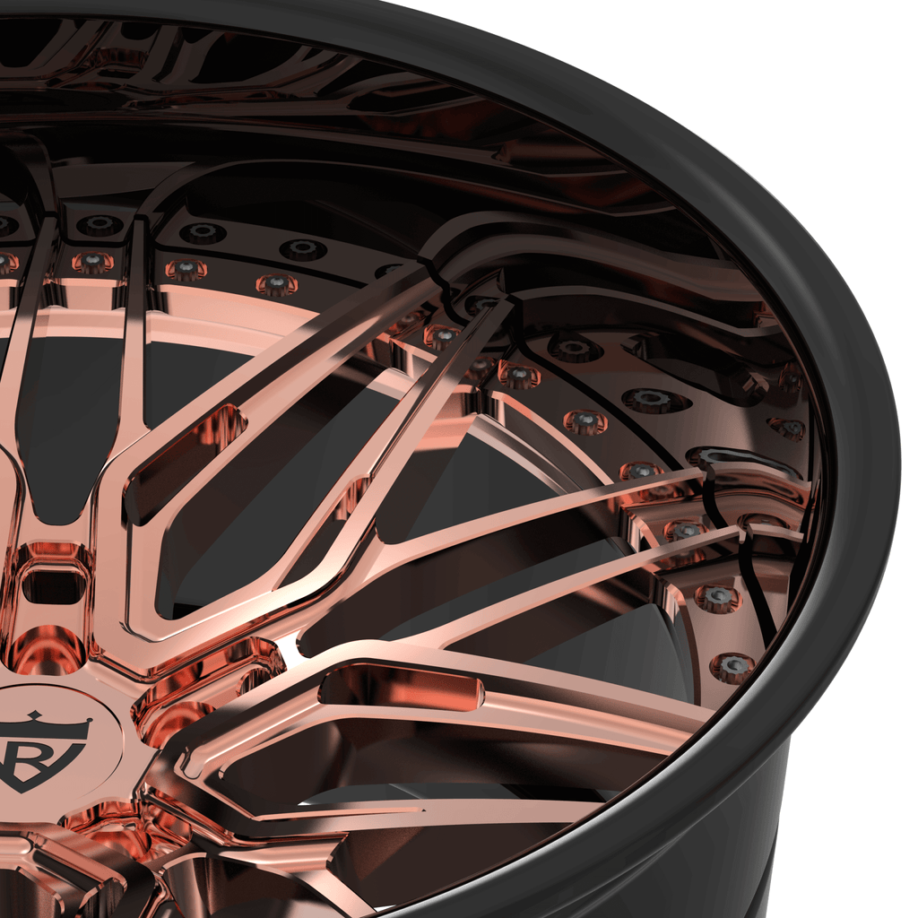 DEEP DISH 3-PIECE FORGED WHEELS RV-T081: ROSE GOLD RIMS