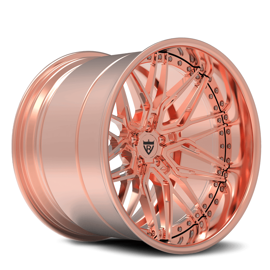 DEEP DISH 3-PIECE FORGED WHEELS RV-T081: ROSE GOLD RIMS