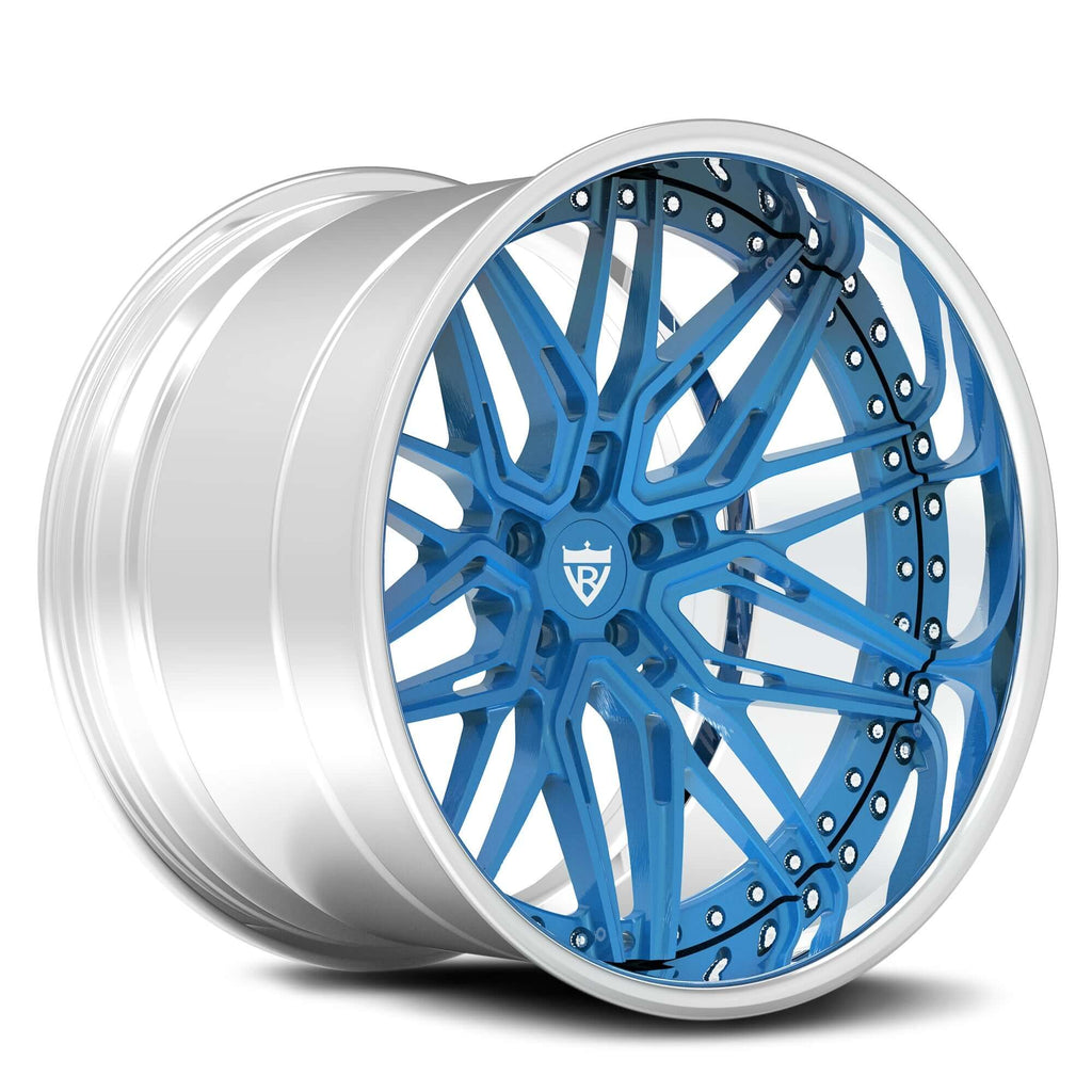 DEEP DISH CUSTOM FULLY FORGED 2-PIECE BLUE WHEELS: RV-T081