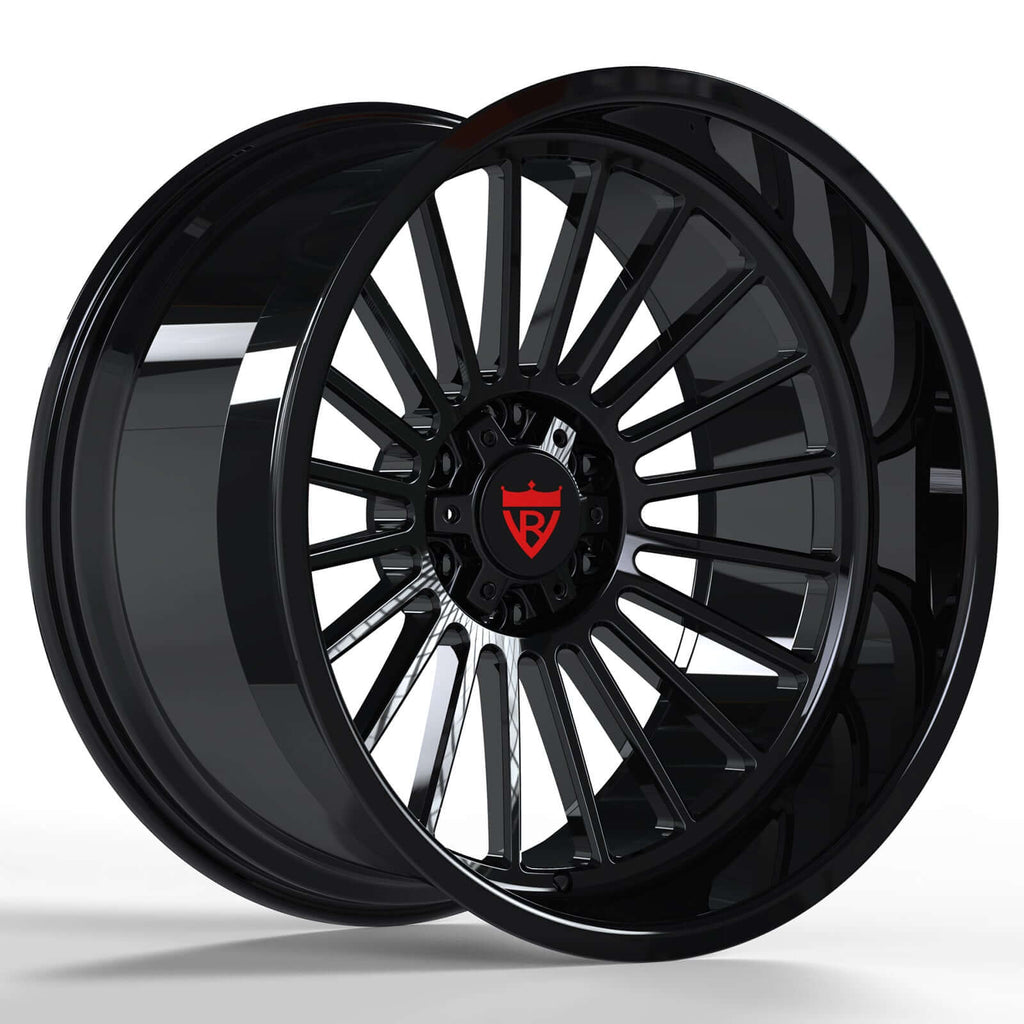Custom Forged Deep Lip Black and Red Truck Wheels: RV-HR88